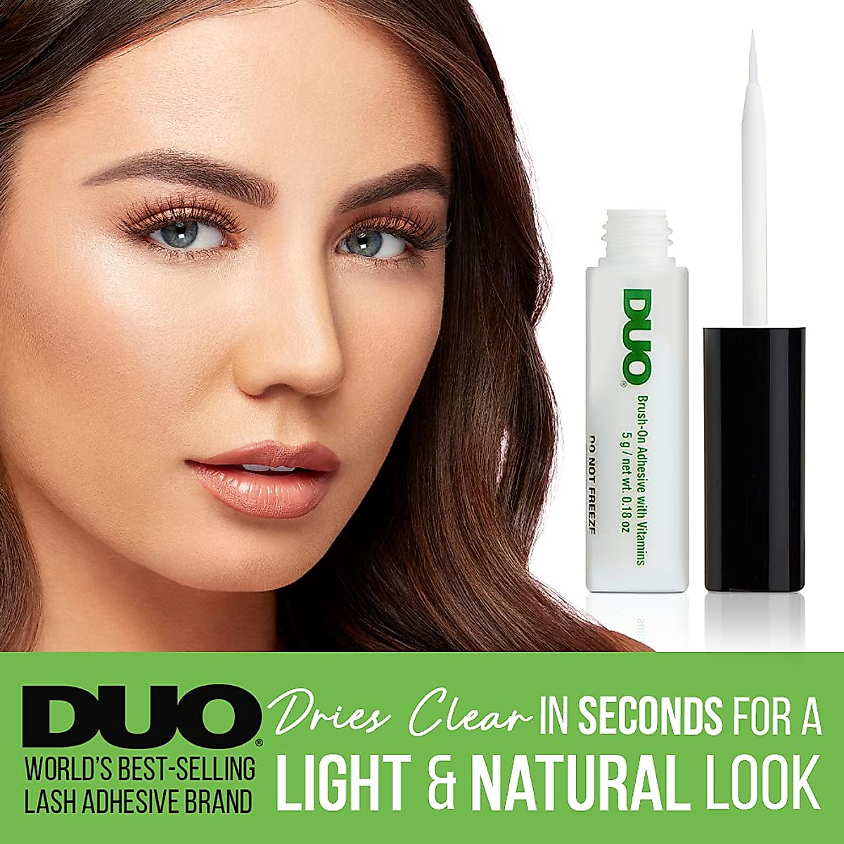 DUO Brush-On Strip Lash Adhesive with Vitamins A, C & E - Clear, Non-Irritating, Fast-Drying Lash Glue, Safe for Sensitive Eyes and Skin, for False Lashes, 0.18 oz, 2-Pack
