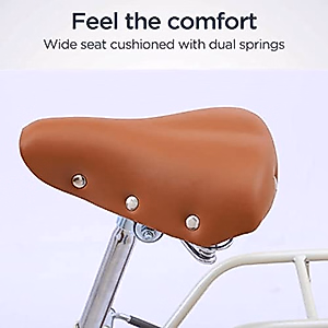 Gmlmes Beach Cruiser Bike, Multiple Speed Bicycle 26 Inch Commuter Bicycle High-Carbon Steel Frame, Front Basket & Rear Racks Retro Bicycle Road Bikes (Black)