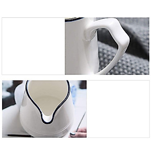 FUYU Simple White Ceramic Creamer with Handle, Coffee Milk Creamer Pitcher