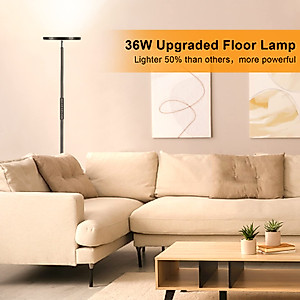 LED Floor Lamp, 3600LM 36W Super Bright Standing Lamp with Remote & Touch Control, 350W Equivalent Modern Torchiere Lamp with 2700K-6500K Stepless Dimming, 69" Tall Lamp for Living Room Bedroom Office