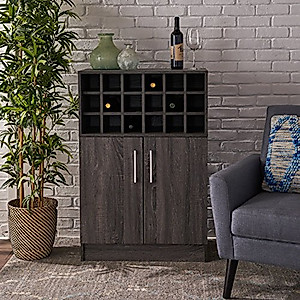 Christopher Knight Home Ridgecrest Mid-Century Modern Danish Styling Faux Wood Wine and Bar Cabinet, Sonoma Grey Oak