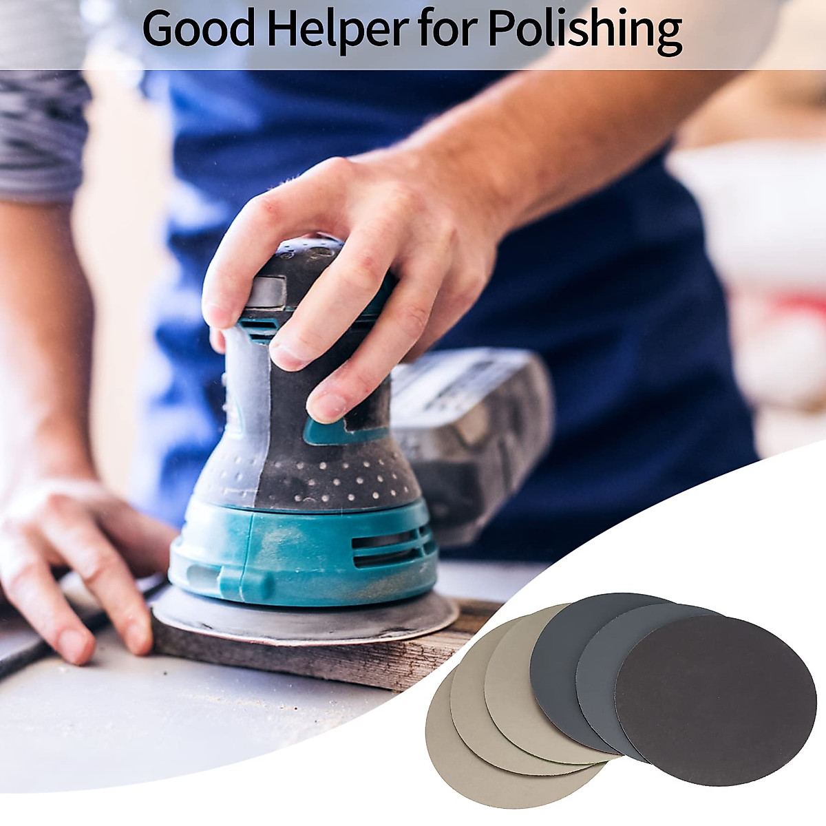 YOUYIDUN - 30 Pcs 5 Inch(125 mm) Wet Dry Sandpaper, 1000/1500/2000/3000/4000/5000 Assorted Grit Hook & Loop Sanding Discs Paper, Silicon Carbide Polish Sandpaper for Auto Wood Metal Sanding Polishing