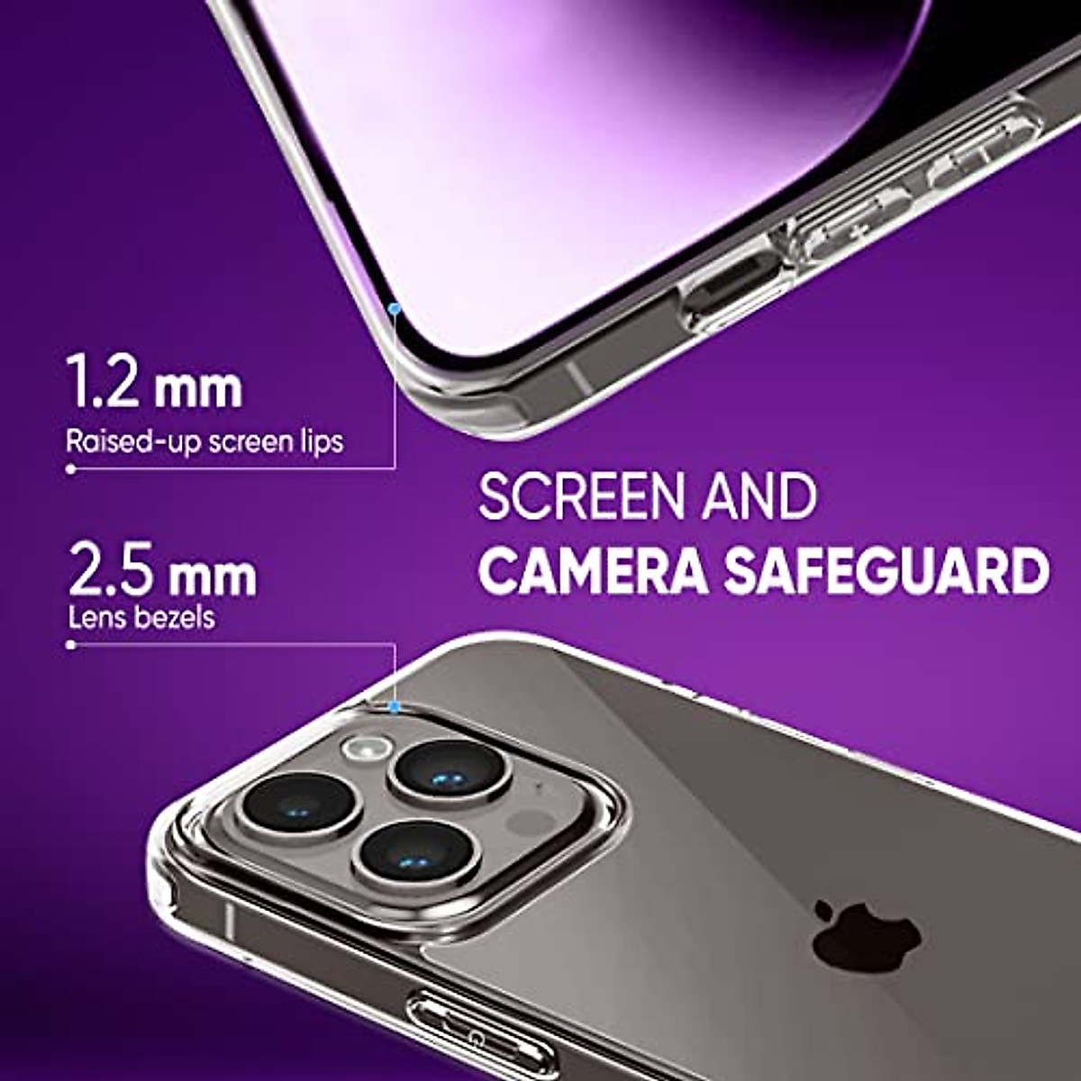 EXORO iPhone 14 Pro Max Case Clear Design with Shockproof Hard PC Back Cover and Soft TPU Protective Slim Bumper Phone Case - Non-Yellowing and Anti-Fingerprint Clear Phone Case iPhone 14 Pro Max