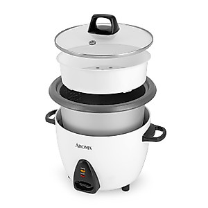 Aroma Housewares ARC-360-NGP 20-Cup Pot-Style Rice Cooker & Food Steamer, White & 14-Cup (Cooked) (7-Cup UNCOOKED) Pot Style Rice Cooker and Food Steamer (ARC-747-1NGR), Red
