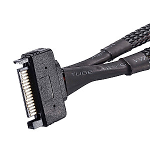 Zheino SATA Power Splitter Cable (2 Pack) SSD Power Cable HDD Power Cable Hard Drive Power Cable 6-Inch/15cm SATA 15 Pin Male to 2xSATA 15 Pin Female Power Y-Splitter Extension Cable