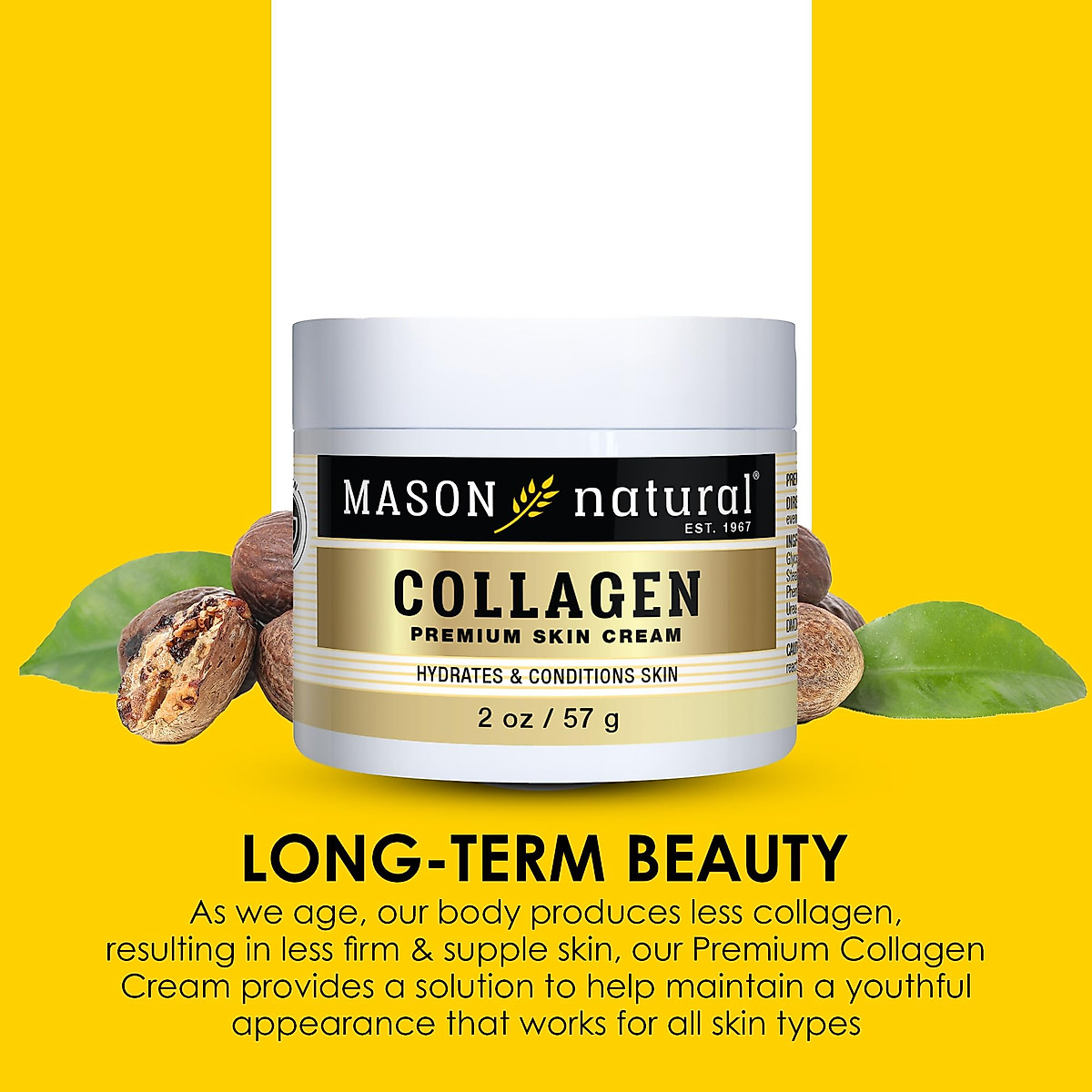 MASON NATURAL Collagen Premium Skin Cream - Anti Aging Face and Body Moisturizer, Intense Skin Hydration and Firmness, Pear Scent, Paraben Free, 2 OZ (3-Pack)