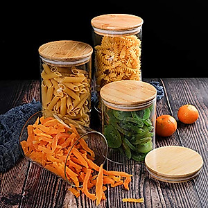 LIBWYS Pantry Glass Storage Jars with Bamboo Lids Set of 4, 135oz Airtight Food Containers Kitchen Storage Jars - Dishwasher Safe (4pack)