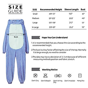 Duraplast Prferhouse Unisex Adult Pajamas Costume One Piece Flannel Halloween Cosplay Hooded Jumpsuit … (S, Blue)