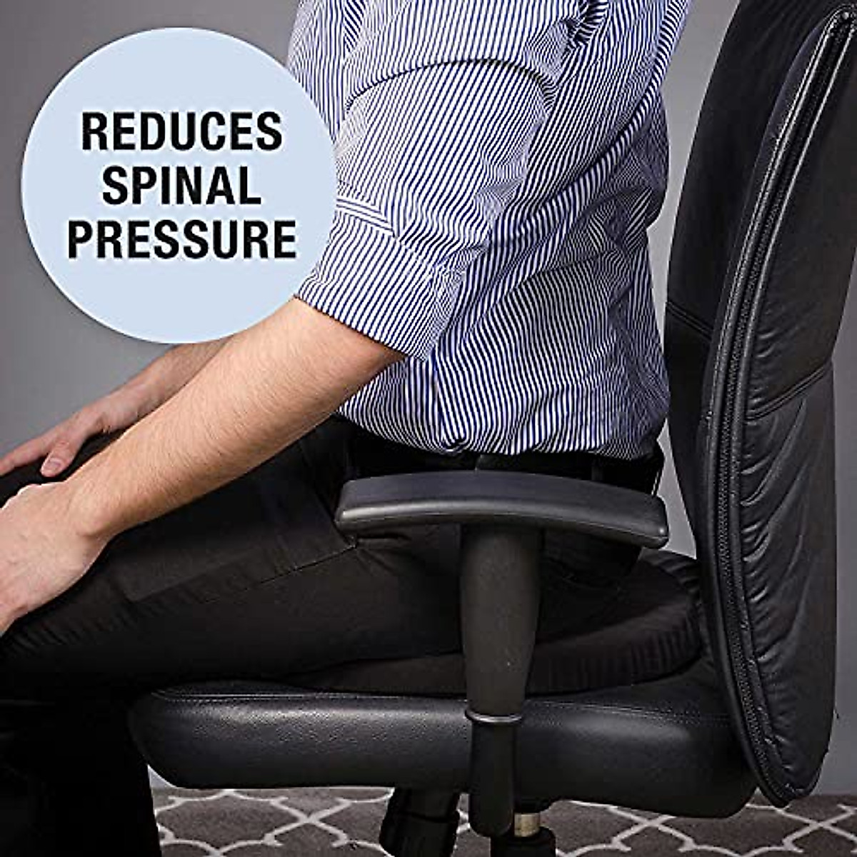 HealthSmart 360 Degree Swivel Seat Cushion, Chair Assist for Elderly, Swivel Seat Cushion for Car, Twisting Disc, Black Leather, 15 Inches in Diameter