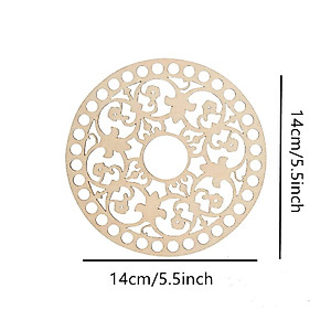 SDUSEIO 4 Pieces Wooden Bottom for Crochet Baskets DIY Weaving Supplies Crochet Basket Wood Bases Shaper for Making Knitting Crochet Yarn Storage Bag