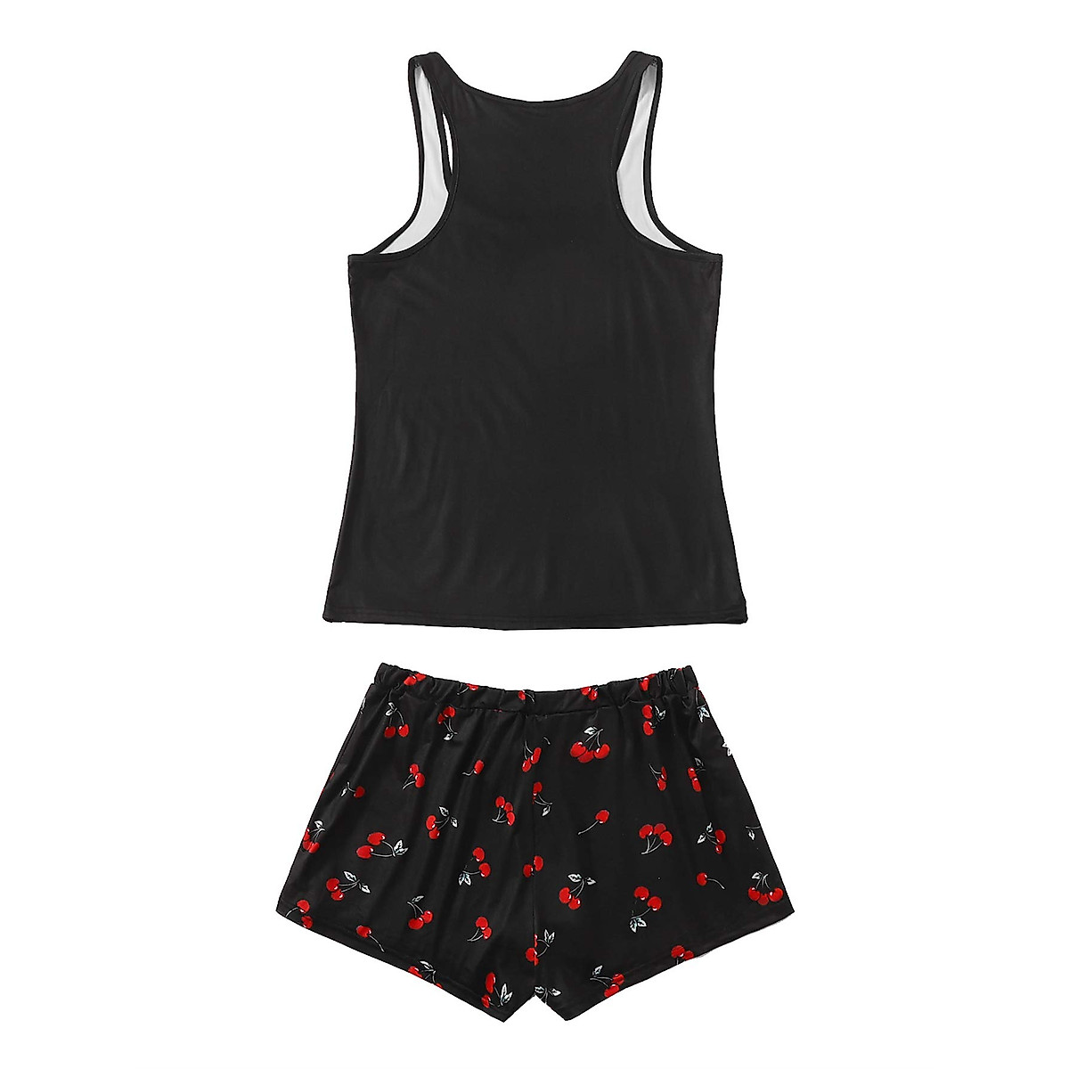 Floerns Women's Cute Sleeveless Tank Top and Shorts Sleepwear Pajama Set Black S