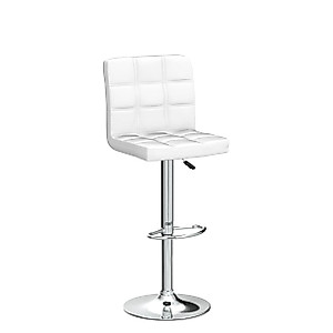 SUPER DEAL Set of 2 Bar Stools for Kitchen, Modern PU Leather Swivel Adjustable Counter Height Swivel Stool with Square Back (2, White)
