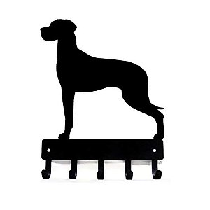 The Metal Peddler Great Dane (Natural Ears) - Key Holder & Dog Leash Hanger for Wall - Large 9 inch Wide - Made in USA; Gift for Dog Lovers