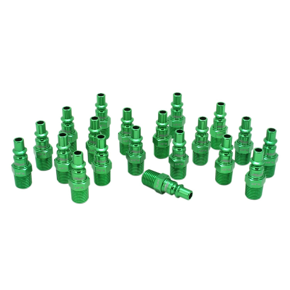 Milton 777AC-20 ColorFit Plugs, A-style Green, 1/4" NPT Male, Box of 20