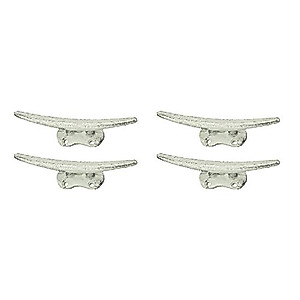 Zeckos Set of 4 Weathered White Cast Iron Boat Cleat Wall Hooks/Drawer Pulls Nautical Décor 5.75 Inches Long