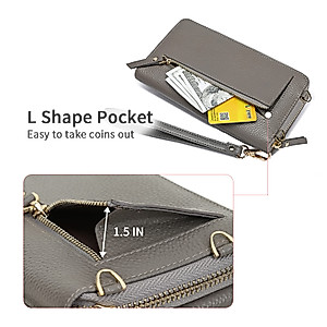 Pearl Angeli Women Phone Purse RFID Blocking Genuine Leather Small Ladies Cross-body Wallet Shoulder Bag