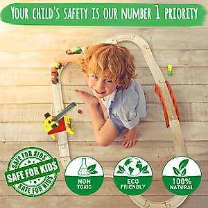 KipiPol Wooden Train Sets for Boys 2-4-7 – 38 Pcs Wood Train Set for Toddlers w/Crane, Bridge & Wooden Train Tracks – Train Toys for 3 Year Old Boys & Girls – Fits Thomas Brio IKEA Melissa and Doug