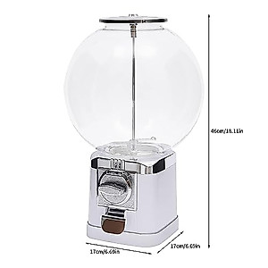 Mechanical Candy Vending Machine(Only Machine), Household Coin Glue Ball Machine(Only Machine) with 17*17cm Base Diameter 30cm White, Candy Gumball Machine Prize Machine Gumball Bank for Game Stores A