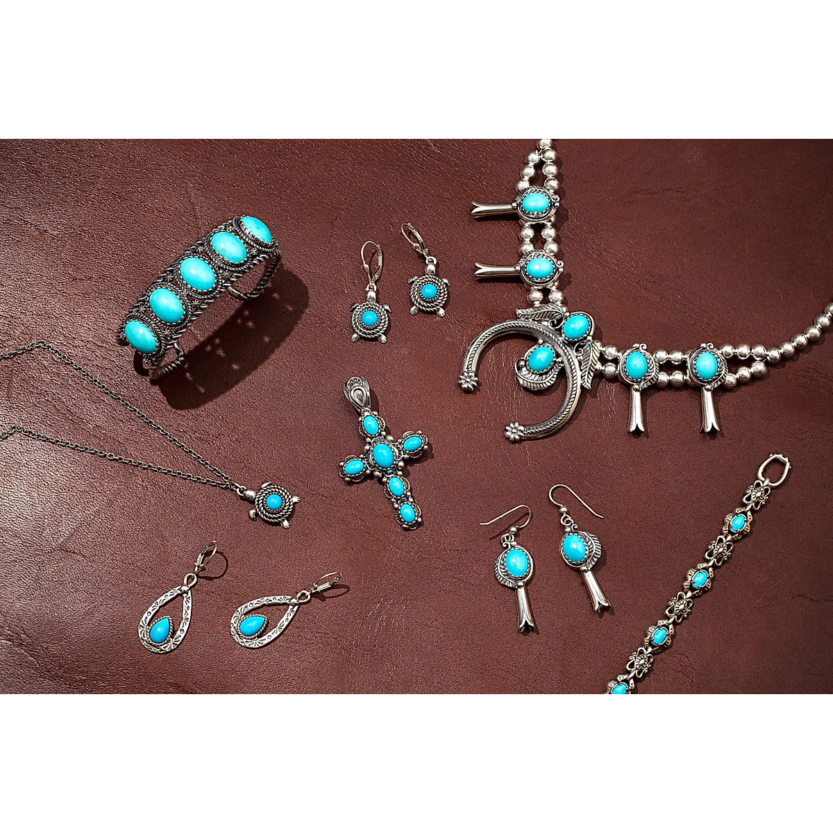 American West Necklace Sterling Silver Turtle Turquoise Gemstone 17 to 20 Inch