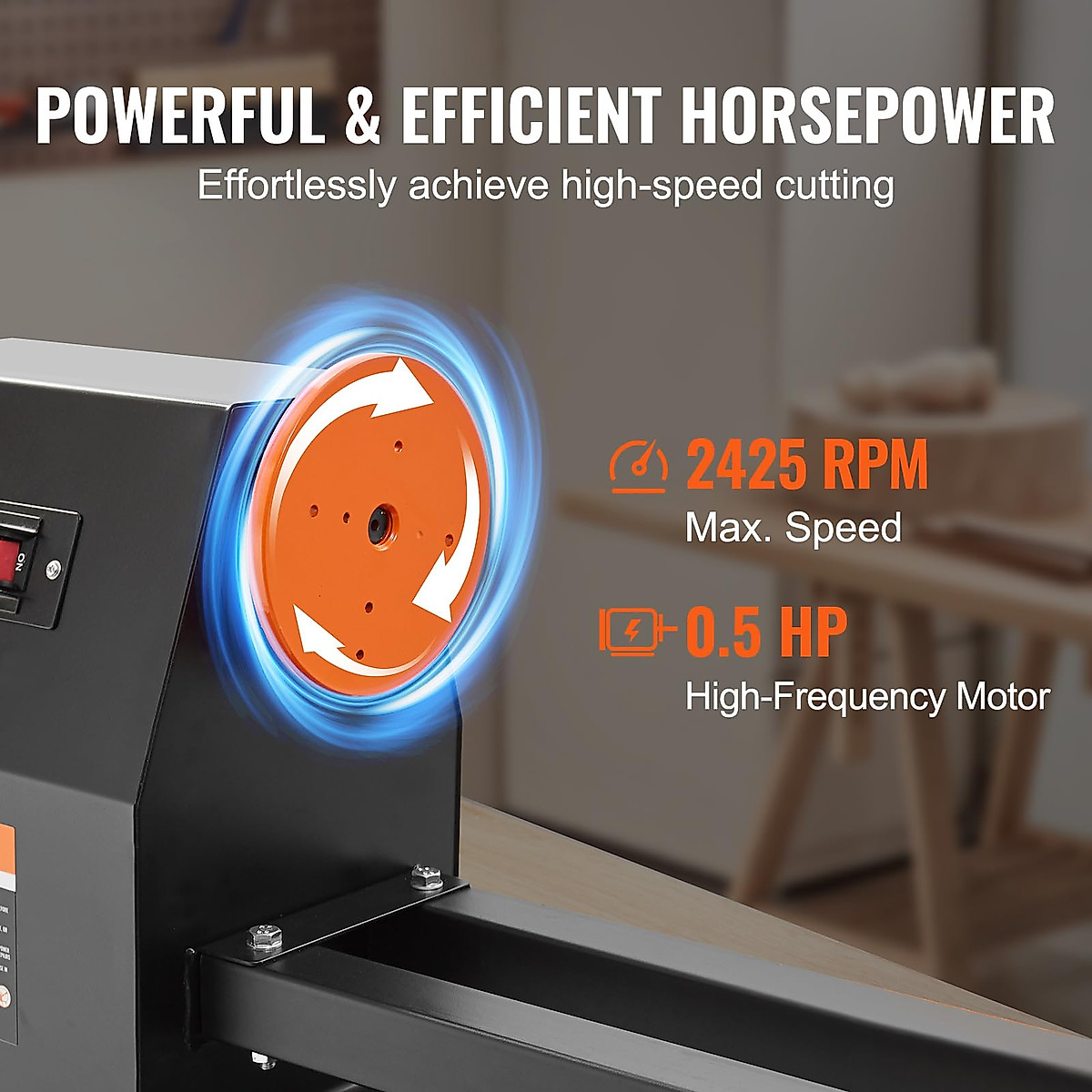 VEVOR Benchtop Wood Lathe, 14 in x 40 in, 0.5 HP 370W Power Wood Turning Lathe Machine, 4 Speed Adjustable 885/1245/1715/2425 RPM with Chisels Faceplate Plastic Handle Hex Wrench, for Woodworking