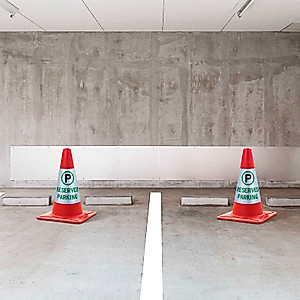 Oudain 8 Pack Reserved Parking Cone Sleeve Bright Reflective Reserved Sign 360° High Visible Message Sleeve Reserved Parking Signs for Traffic Safety Cone Driveway Road Commercial Residential Area