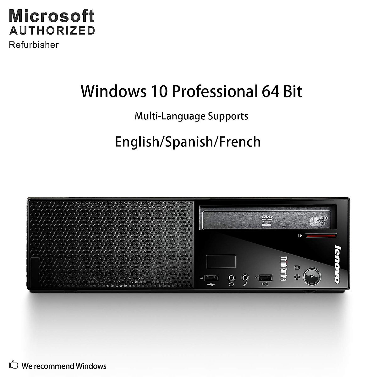 Lenovo ThinkCentre E73 Small Form Factor Desktop PC, Intel Core i3 4130 3.4GHz, 8G DDR3, 256G SSD, WiFi, BT 4.0, DVD, Windows 10 64-Multi-Language Support English/Spanish/French(Renewed)