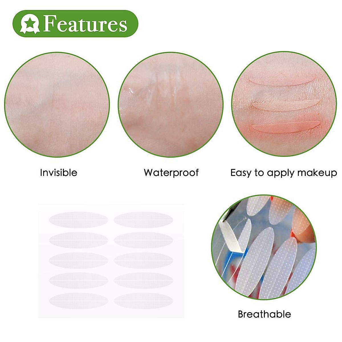 200 Pairs Natural Invisible One Side Eyelid Tape Stickers Waterproof Breathable Self-Adhesive Eyelid Lift Strip, Instant Eye Lift Without Surgery, Perfect for Uneven Droopy Hooded eyelids