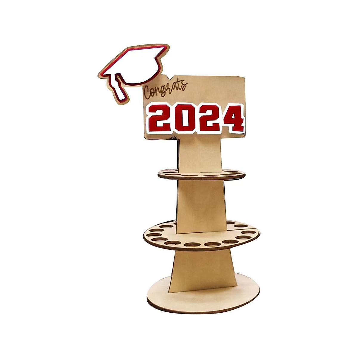2024 Graduation Gift Money Holder 2024 Graduation Greeting Cards Double Layer Cash Holders with 25 Holes Unique Cash Gift Ideas for Organizer Wooden Graduation Holder Congratulation Card Rack