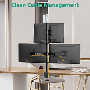 WALI Triple Monitor Desk Mount, Fully Adjustable Three Monitor Stand Fits 3 Screens up to 27 inch, 22 lbs, Weight Capacity per Arm (M003), Black