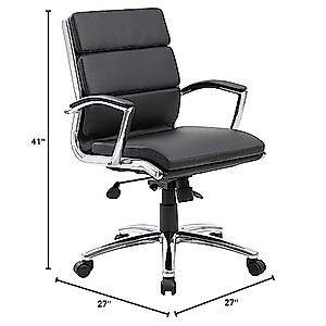 Boss Office Products Executive Mid Back CaressoftPlus Chair with Metal Chrome Finish in Black