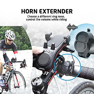 UPPEL Bluetooth Speaker Bicycle, Multifunctional Bike Phone Holder 10-in-1- LED Light - Power Bank - Bike Horn - Microphone - Ideal for Road & Mountain Bike (Black)