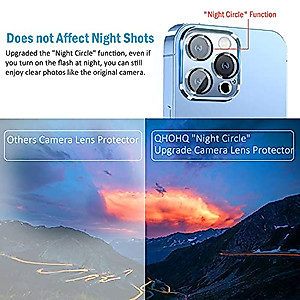 QHOHQ [3 Pack] Tempered Glass Camera Lens Protector for iPhone 13 Pro 6.1" ＆ iPhone 13 Pro Max 6.7", 9H Hardness, Ultra HD, Anti-Scratch, Easy to Install, Case Friendly [Does not Affect Night Shots]