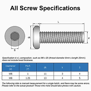 MroMax M6-1 x 55mm Hex Socket Flat Head Screws Furniture Bolts Fastener Full Thread Carbon Steel Colorful 20Pcs