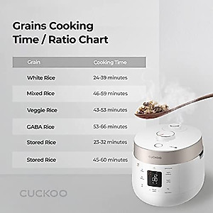 CUCKOO CRP-ST1009F 10-Cup (Uncooked) Twin Pressure Rice Cooker & Warmer 12 Menu Options: High/Non-Pressure Steam & More, Made in Korea,White