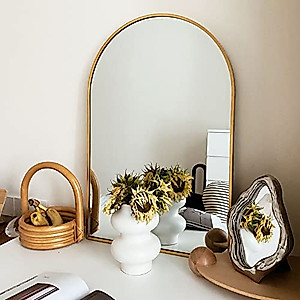 HARRITPURE 20" x 30" Arch Mirror Bathroom Wall Mounted Mirrors Gold Vanity Mirror with Metal Frame for Bedroom Living Room Entryway