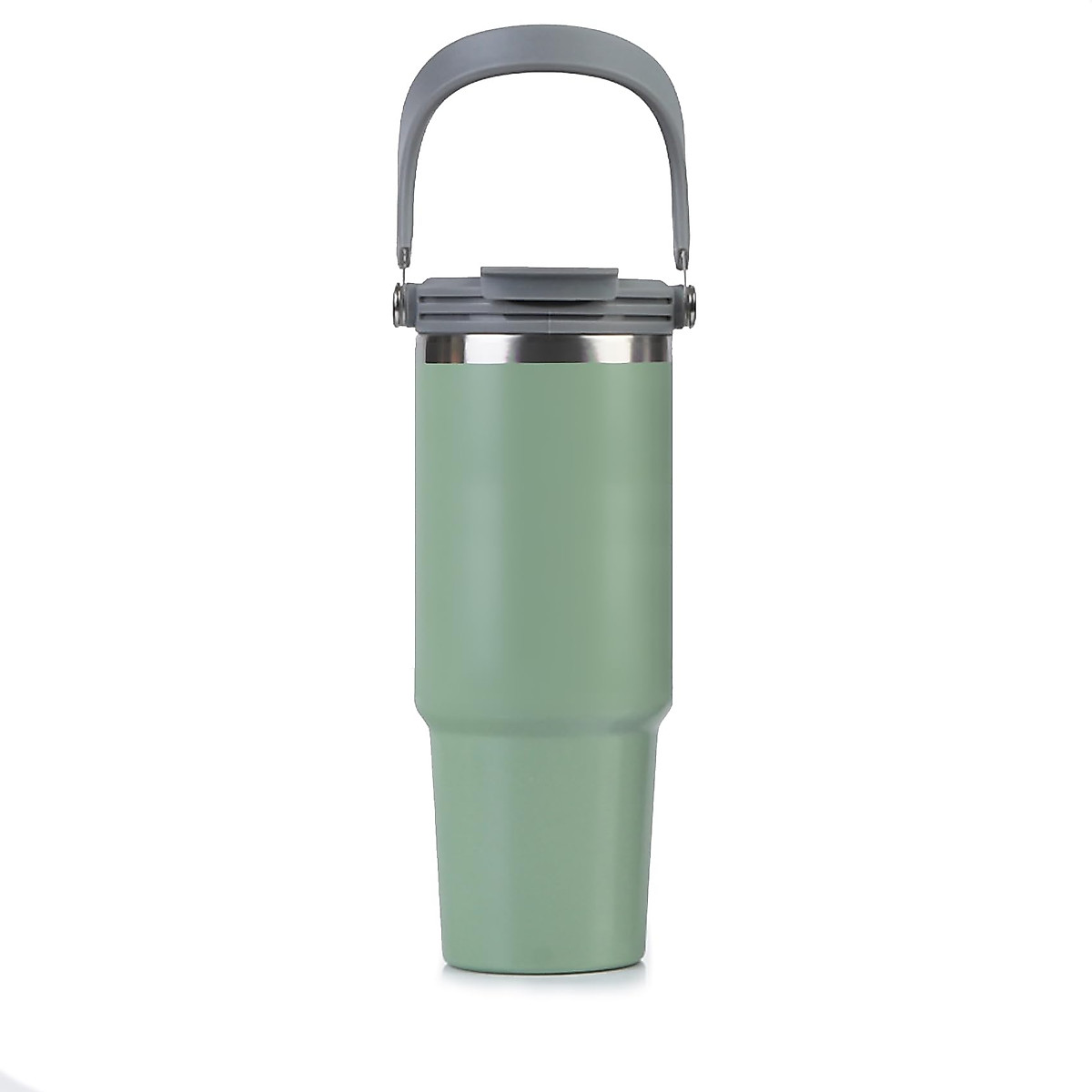 Insulated Straw Mug, 30 oz Anti-Leak Tumbler with 3-Way Lid: Sip, Straw, or Pour - Stainless Steel Travel Coffee Mug Fit Cupholder with Easy-to-carry Handle (Mint Green)