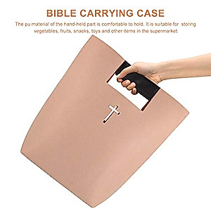 TOYANDONA Bible Carrying Case Felt Bible Bag Hollowed Cross Christian Church Bible Tote Bag Cover Handbag for Bible Study Case Work School Travel Shopping Beige