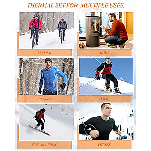 Didaey 3 Set Winter Thermal Underwear for Men Cold Weather Fleece Lined Top Bottom for Hunting Gear Sport(Black, Black Grey, White, X-Large)