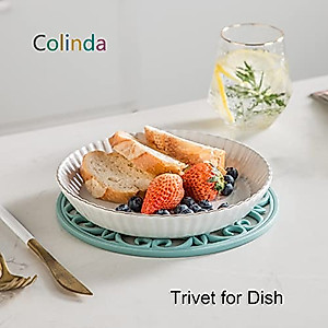 Silicone Trivet Mat - Non-Slip & Heat Resistant Kitchen Hot Pads for Countertops & Table - Kitchen Trivets for Hot Dishes & Cookware - Hot Pot Holder for Pots & Pans - Turquoise,Set of 3