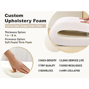 SINCERE Custom Cushions Replacement for Bench Indoor Outdoor Furniture, Window Seat Pad Back Pillow, Cut to Size Foam Mattress Pad, Non-Slip Waterproof Patio Chair Chaise Lounger Deep Seating Cushion