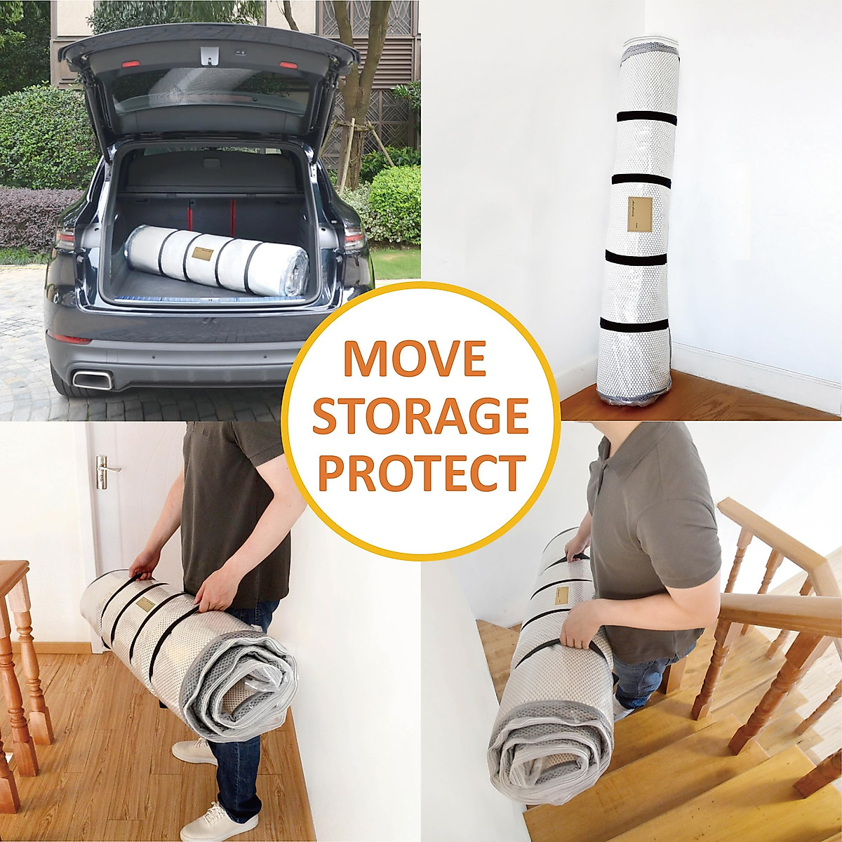 Foam Mattress Vacuum Bag (Queen/Full/Full XL) with Straps and 5 Name Tag Stickers, Moving, Sealable Bag for Mattresses, Double Zip and Leakproof Valve