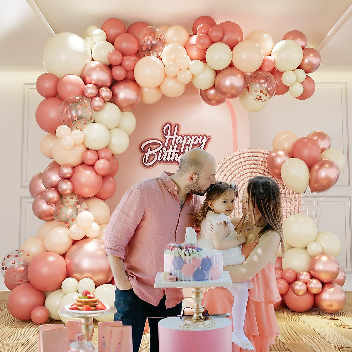 Belscebels Blush Pink Balloons Arch Kit, Nude Beige Rose Gold Dusty Rose Dusty Pink Balloons Garland Arch Kit Neutral Boho Baby Shower Balloons for Girl Birthday Party Decoration Wedding Bridal Shower