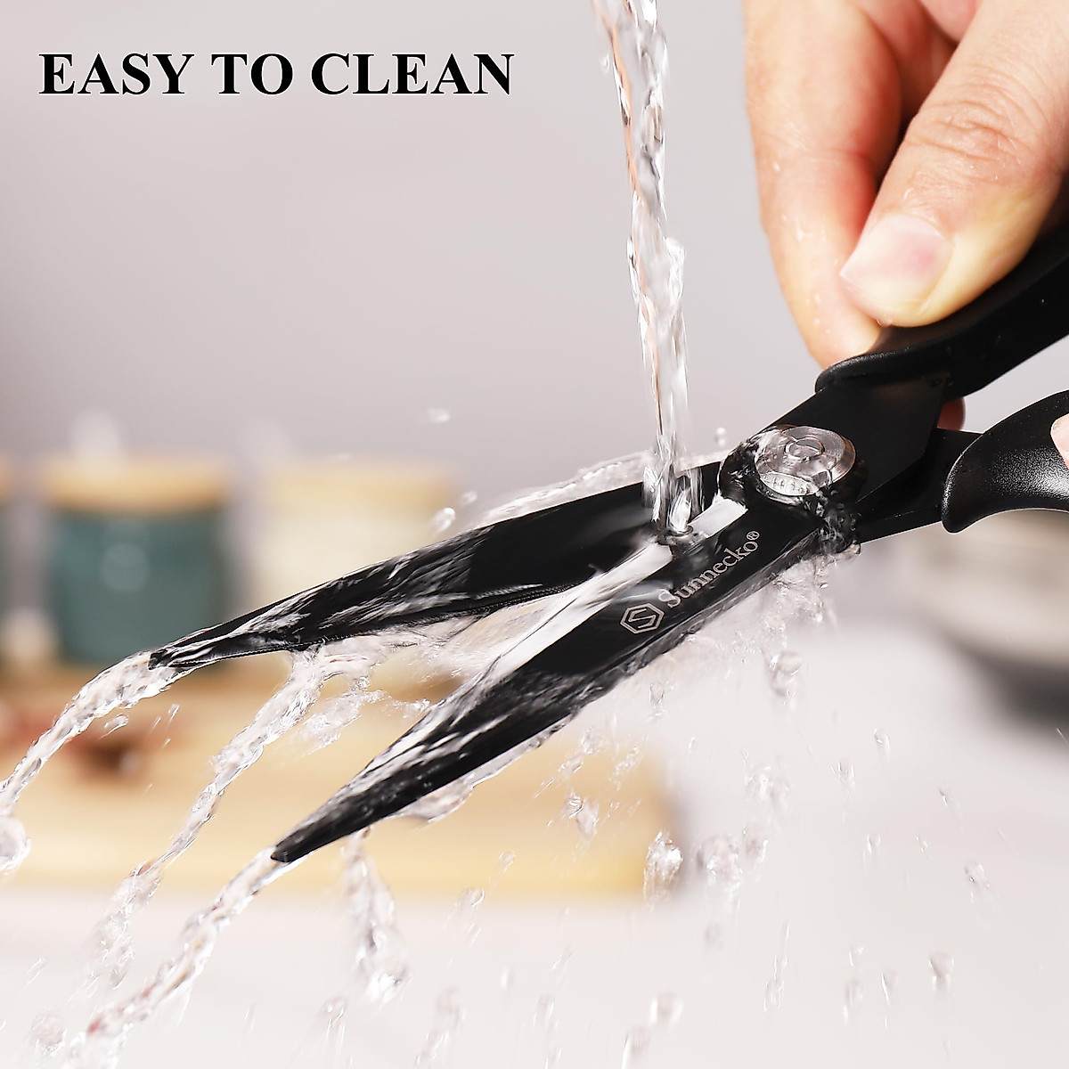 Sunnecko Kitchen Scissors All Purpose Heavy Duty Scissors Titanium Coated, Food Scissors Dishwasher Safe, Micro Serrated with Detachable Blades