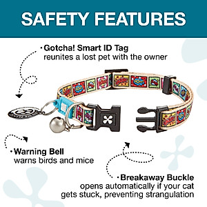 Max & Molly Fun & Whimsy Cat Collar with Jingle Bell, Breakaway Safety Buckle, Adjustable Sizing & Smart ID Personalized Tag for Girl or Boy Cats/Kittens, Comic Design
