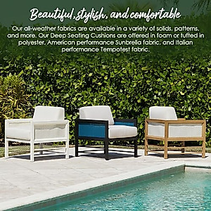 RSH DECOR: Deep Seating Foam Cushion Set | 24” x 24” Seat | All-Weather Spun Fabric | Water and Fade-Resistant | Outdoor Chair Cushion Set for Patio Furniture | Black & White Stripe