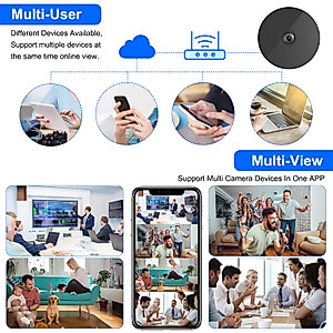 PAMBRUM Spy Camera, 1080P Mini Hidden Cameras Wireless Wi-Fi Security Camera with 2-Lens 90°flip Motion Detector Night Vision for Home Surveillance Indoor and Outdoor