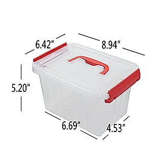 Easymanie 6 Pack 3 Qt Mini Plastic Storage Box Bin with Handle