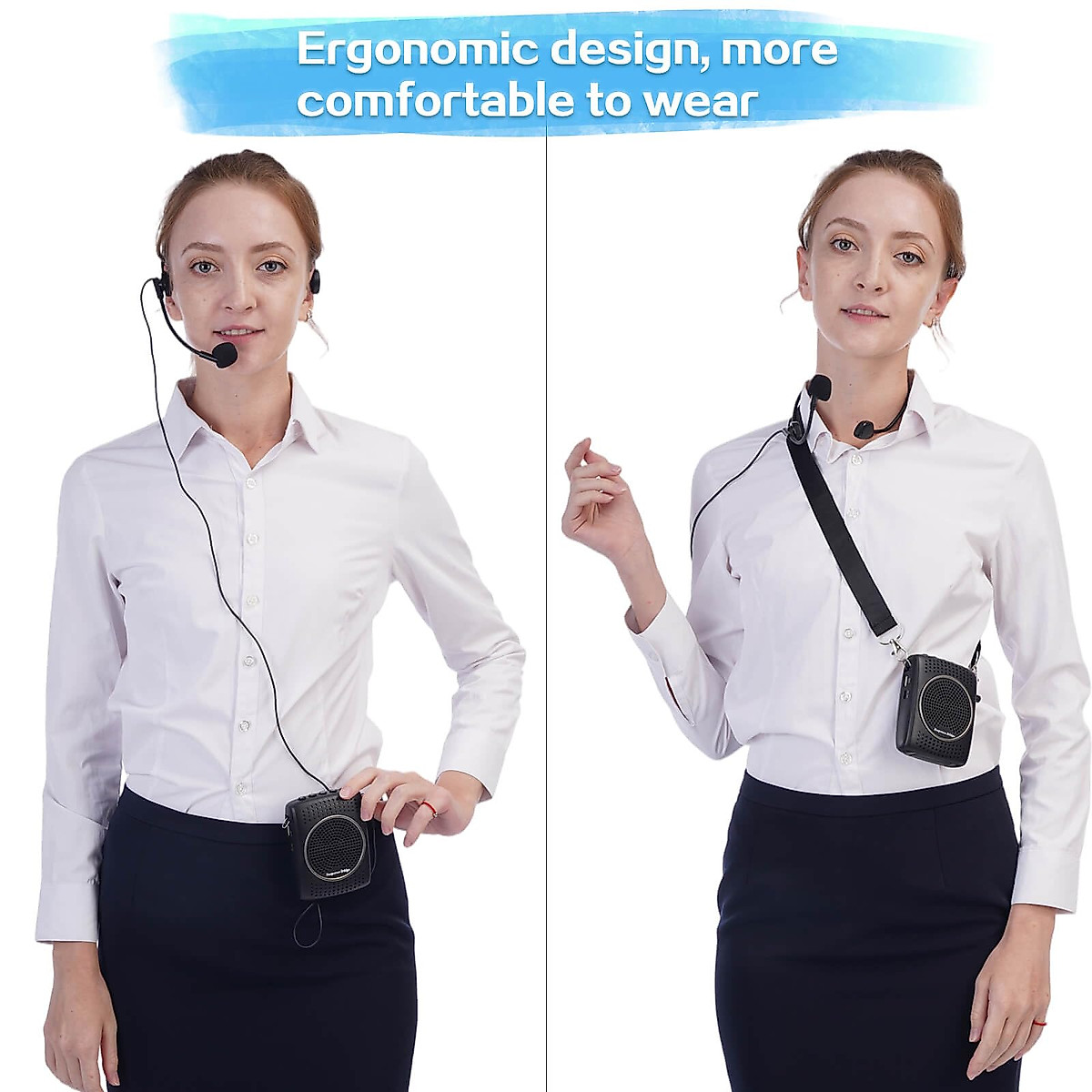 Voice Amplifier for Teachers Personal Wired Microphone Headset - Loudly Rechargeable Portable Microphone with Speaker, 2000mAh Small Pa System with Headset Microphone Classroom ect S309