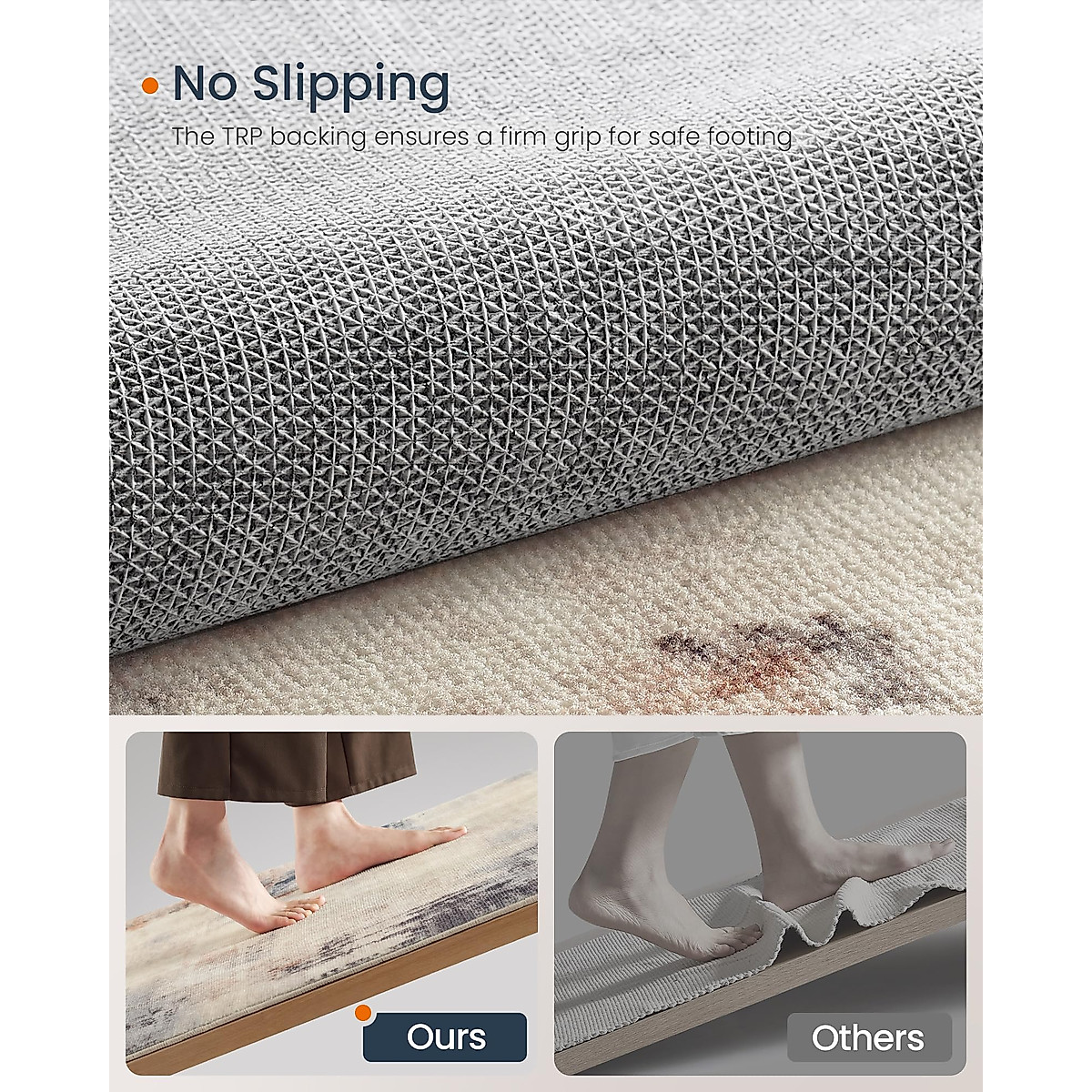 SONGMICS HOME Area Rug, 3x5 ft Rug for Living Room, Non-Slip Carpet, Modern Abstract Style, Home Decor, for Bedroom, Kitchen, Entryway, Dining Room, Machine Washable, Camel Brown UTAR072K01