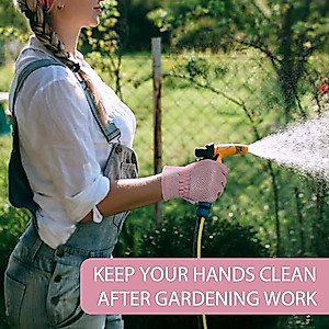 HLDD HANDLANDY Women Gardening Gloves with Grip, Leather Work Gloves Women, 3D Mesh Breathable Rose Garden Gloves (Medium, Pink)